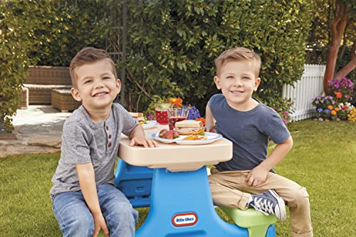 Little Tikes Easy Store Picnic Table with Umbrella, Multi Color, 42.00''L x 38.00''W x 19.75''H