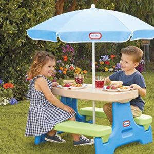 Little Tikes Easy Store Picnic Table with Umbrella, Multi Color, 42.00''L x 38.00''W x 19.75''H