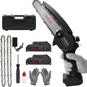 Mini Chainsaw 6 Inch Prodcyc Cordless Chainsaw with Automatic Oiler, One-Handed Portable Electric Chainsaw, 2x2.0Ah Batteries, Electric Pruning Chainsaw for Wood Cutting Garden Logging Trimming Branch