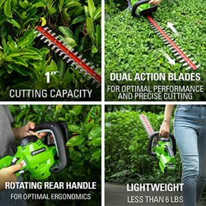 Greenworks 40V 24" Cordless Hedge Trimmer (1" Cutting Capacity), Tool Only