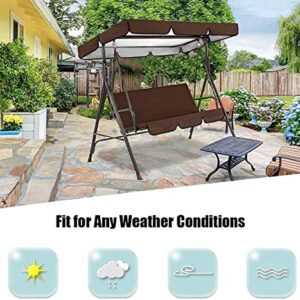 BTURYT Swing Canopy Top Cover Replacement Canopy and Swing Cushion Cover, Patio Swing Canopy Top Cover Set,Waterproof 2 and 3 Seater Swing Replacement Top Cover-(top Cover + Chair Cover)