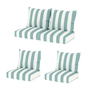 creative living cabana seat cushion, 8 piece set, aqua stripe 28 pound