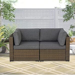 kinsunny pe wicker patio loveseats sectional corner sofa rattan outdoor furniture sofa set