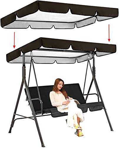 BTURYT Outdoor Sunproof Patio Swings with Canopy 210D Oxford Fabric,Patio Swing Canopy Waterproof Top Cover,Replacement Canopy Cover for 2/3-Seater-Swing-(top Cover + Chair Cover)