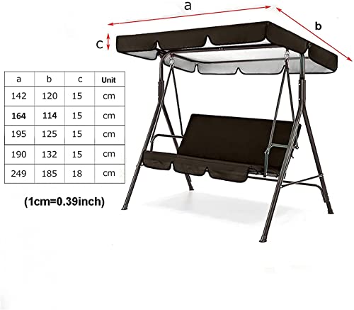 BTURYT Outdoor Sunproof Patio Swings with Canopy 210D Oxford Fabric,Patio Swing Canopy Waterproof Top Cover,Replacement Canopy Cover for 2/3-Seater-Swing-(top Cover + Chair Cover)