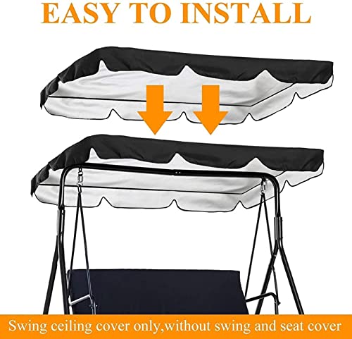 BTURYT Swing Canopy Replacement Cover, Waterproof Canopy Top Cover for 2/3 Seater Swing Chair Awning Swing Cover for Outdoor Garden Patio Yard,(top Cover only)