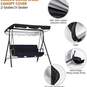 BTURYT Swing Canopy Replacement Cover, Waterproof Canopy Top Cover for 2/3 Seater Swing Chair Awning Swing Cover for Outdoor Garden Patio Yard,(top Cover only)