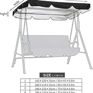 BTURYT Swing Canopy Replacement Cover, Waterproof Canopy Top Cover for 2/3 Seater Swing Chair Awning Swing Cover for Outdoor Garden Patio Yard,(top Cover only)