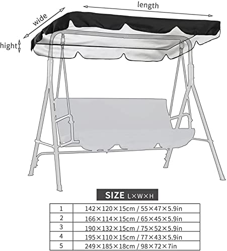 BTURYT Swing Canopy Replacement Cover, Waterproof Canopy Top Cover for 2/3 Seater Swing Chair Awning Swing Cover for Outdoor Garden Patio Yard,(top Cover only)