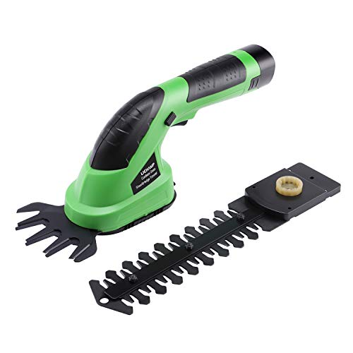 Lichamp 2-in-1 Electric Hand Held Grass Shear Hedge Trimmer Shrubbery Clipper Cordless Battery Powered Rechargeable for Garden and Lawn, CGS-7201 7.2V Grass Green