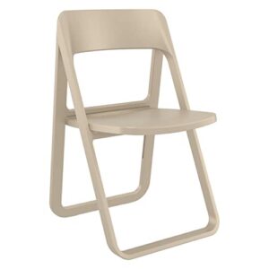 compamia dream commercial grade folding resin outdoor chair taupe