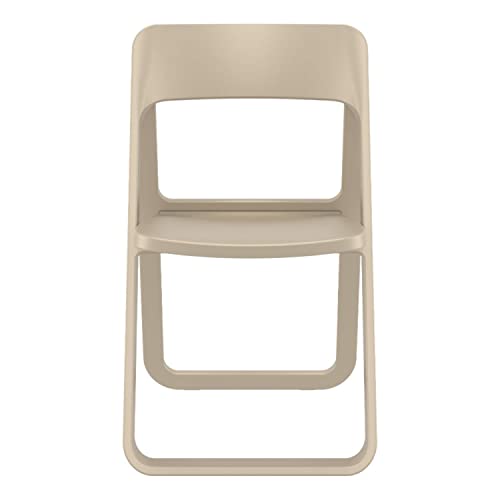 Compamia Dream Commercial Grade Folding Resin Outdoor Chair Taupe