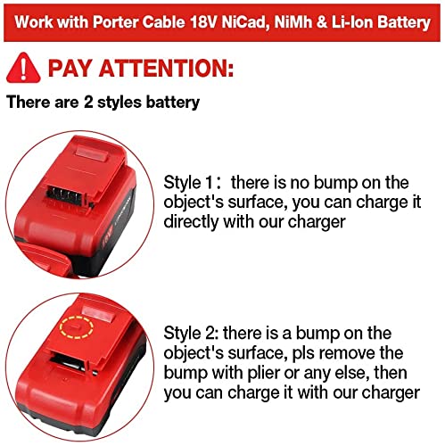 Lilocaja PCXMVC PCMVC 18V Multi-Chemistry Battery Charger Compatible with Porter Cable 18V Lithium-ion NiCd NiMh Battery PC18B PC18BLX PC18BL(CAN NOT Charge 20V Battery and Porter Cable Drill Battery)