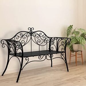 HLC 52" Garden Bench Outdoor Bench Patio Bench for Outdoors Front Porch Furniture Iron Patio Bench Park Benches for Outside