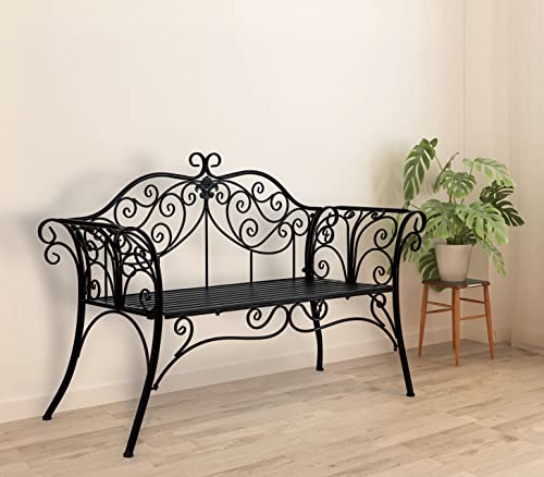 HLC 52" Garden Bench Outdoor Bench Patio Bench for Outdoors Front Porch Furniture Iron Patio Bench Park Benches for Outside