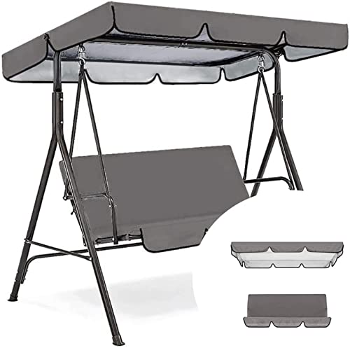 BTURYT Waterproof Garden Seater Sun Shade Porch Hammock Patio Swing Cover,Outdoor Swing Canopy Replacement Cover & Swing Cushion Cover-(top Cover + Chair Cover)