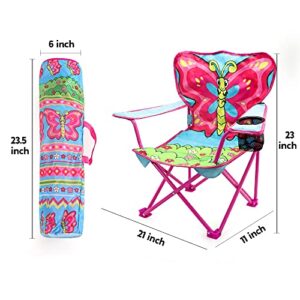 JOYIN 2 PCS Outdoor Butterfly Picnic Chair, Toddler Outdoor Camping Chair, Kids Lawn Folding Chair, Beach Chair, Lightweight, Foldable, with a Convenient Storage Bag, Gift for Little Girls