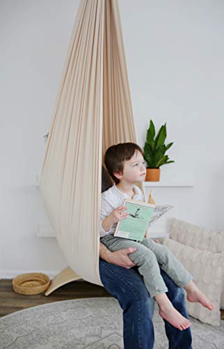 Marlowe & Co Indoor Sensory Therapy Swing for Children, Double Layer Cotton Swing, Hardware Included, Swing and Hammock Chair for Sensory Integration (Oat)