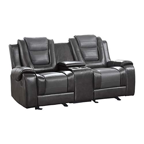 Lexicon Matteo Double Glider Reclining Loveseat, Two-Tone Gray