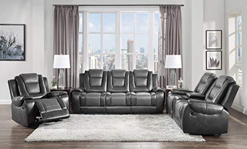 Lexicon Matteo Double Glider Reclining Loveseat, Two-Tone Gray