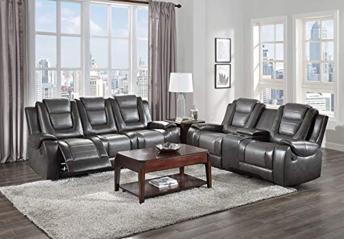 Lexicon Matteo Double Glider Reclining Loveseat, Two-Tone Gray