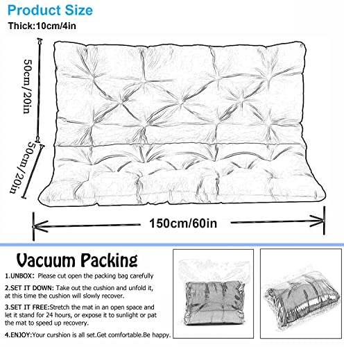 ZUINUDNG Outdoor Swing Bench Cushions,2 or 3 Seater Waterproof Swing Cushion with Backrest Ties,Bench Replacement Washable Seat