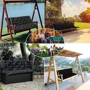 ZUINUDNG Outdoor Swing Bench Cushions,2 or 3 Seater Waterproof Swing Cushion with Backrest Ties,Bench Replacement Washable Seat