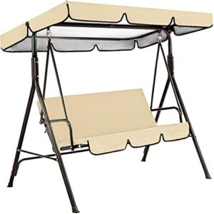 bturyt waterproof patio swing canopy cover set, swing canopy replacement, windproof waterproof anti-uv top cover for patio swing 2-3 seat chair sunshade(top cover + chair cover)