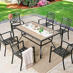 Ulax Furniture Outdoor Dining Chairs Patio Stacking Arm Chairs with Heavy-Duty Metal Frame for Backyard, Balcony, Garden, Porch. Set of 4