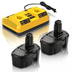 antrobut 2pack 4.5ah replacement dewalt 18v xrp battery and charger dc9320 for dewalt 18volt batteries dc9096 dc9099 dc9098 dw9096 dw9099 dw9098 + replacement 2-port dewalt 18v battery charger