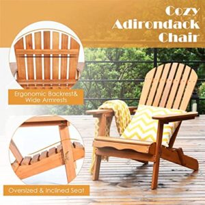 JINGTAO HGFDYKJ 3 Pieces Adirondack Chair Outdoor Patio Furniture Set with Wood Table, Premium HDPE All-Weather Poly Lumber Folding Adirondack Chair for Backyard, Lawn, Poolside, Garden