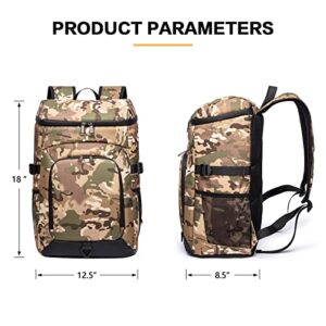 LEMONWORLD Cooler Backpack 40 Cans Insulated Leak Proof camo Cooler Bag Lunch Backpack for Men Small Cooler Backpack