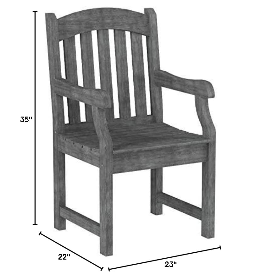 Vifah V1295 Renaissance Hand-Scraped Acacia Slatted Back and Seat Outdoor Armchair