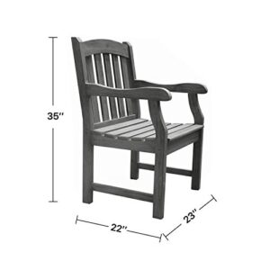 Vifah V1295 Renaissance Hand-Scraped Acacia Slatted Back and Seat Outdoor Armchair