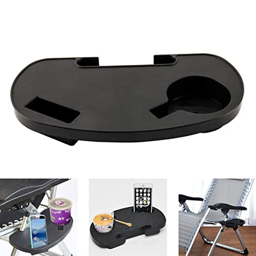 Table Tray Cup Holder Clip on Side Phone Snack Tray  for Sun Lounger Chair, Sun Lounger Tray, Camping Picnic Chair Tray