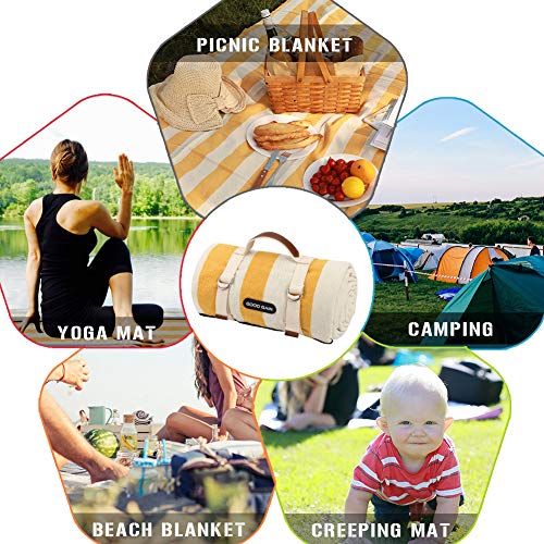 Outdoor Picnic Blankets Waterproof Foldable Large, Sandproof Padding Portable for Family, Friends, Kids, Picnic Mat Machine Washable for Outdoor Camping Party, Wet Grass, Beach Park Hiking, Playground