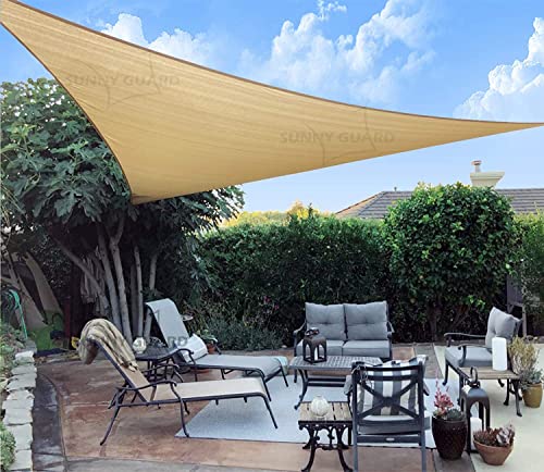 SUNNY GUARD Sun Shade Sail 16'5''x16'5''x16'5'' Triangle Sand UV Block Sunshade for Backyard Yard Deck Patio Garden Outdoor Activities and Facility