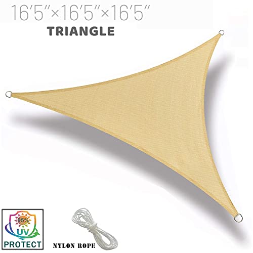 SUNNY GUARD Sun Shade Sail 16'5''x16'5''x16'5'' Triangle Sand UV Block Sunshade for Backyard Yard Deck Patio Garden Outdoor Activities and Facility