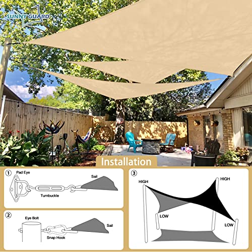 SUNNY GUARD Sun Shade Sail 16'5''x16'5''x16'5'' Triangle Sand UV Block Sunshade for Backyard Yard Deck Patio Garden Outdoor Activities and Facility