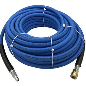 UBERFLEX 4,000 PSI 3/8" x 100' Blue Flexible & Light Weight Hose w/ QC Couplers