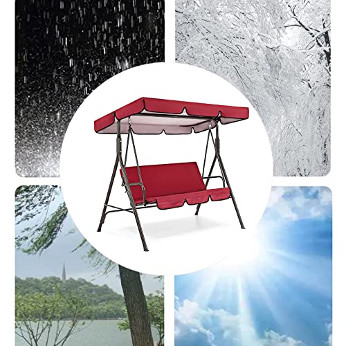 WUXICHEN Patio Swing Canopy Replacement Top with 59x59x4 Inch 3 Seat Swing Replacement Cushions Cover Set Waterproof Oxford Cloth for Outdoor Garden Patio Porch Yard (77"(L) x 50"(W) x5.9(H), Red)