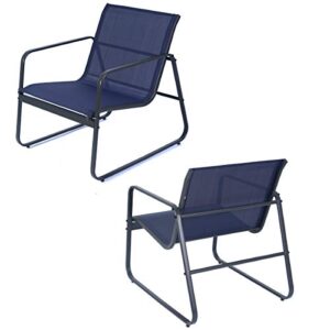 Kozyard Sofia 4 Pieces Patio/Outdoor Conversation Set with Strong Powder Coated Metal Frame, Breathable Textilence, Includes One Love Seat, Two Chairs and One Table (Navy Blue)