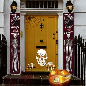 trick or treat banner for front door display,halloween decoration outdoor banner halloween porch signs for front door indoor display garden office home party supplie