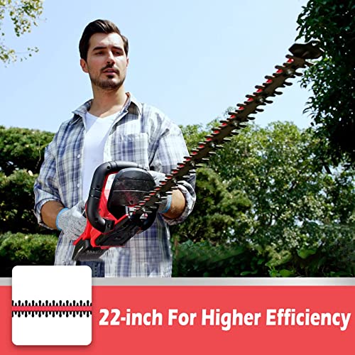 PowerSmart Hedge Trimmer Cordless, 20V Max Battery Operated Hedge Clippers Cordless with 22-Inch Blade, 180° Rotating Handle Battery Powered Shrub Trimmer, Lithium-Ion Battery and Charger Included