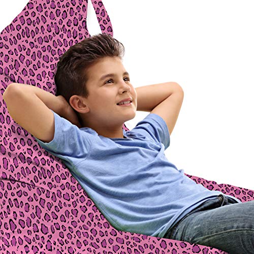 Ambesonne Safari Lounger Chair Bag, Composition of Leopard Skin Spots Hand Drawn Like Pinkish Blemishes, High Capacity Storage with Handle Container, Lounger Size, Hot Pink Pale Pink