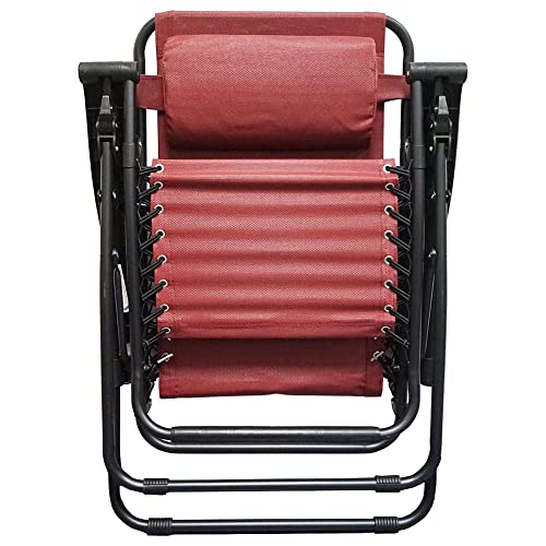 Caravan Sports Zero Gravity Outdoor Portable Folding Camping Lawn Deck Patio Pool Recliner Lounge Chair for Adults, Adjustable Headrest, Burgundy