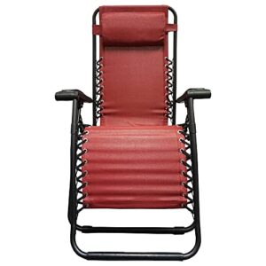 Caravan Sports Zero Gravity Outdoor Portable Folding Camping Lawn Deck Patio Pool Recliner Lounge Chair for Adults, Adjustable Headrest, Burgundy