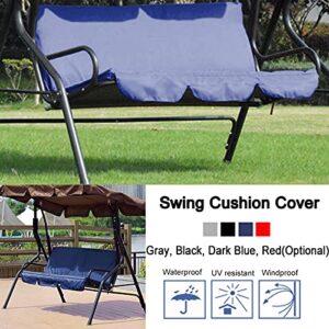 Patio Swing Cushion Cover Replacement,Garden Courtyard Outdoor Waterproof Polyester Taffeta 3?Seats Swing Chair Hammock Seat Cushion Cover(Navy), Patio Swing Cushion Cover Replacement,Garden Cour