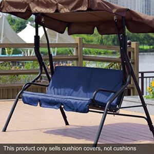 Patio Swing Cushion Cover Replacement,Garden Courtyard Outdoor Waterproof Polyester Taffeta 3?Seats Swing Chair Hammock Seat Cushion Cover(Navy), Patio Swing Cushion Cover Replacement,Garden Cour