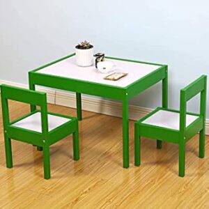 Coin and Coins - Kids Wood Table & Chair Set, Kids Play Table for Picnic, Dining, Outdoor - Art, Craft, Drawing, Painting Activities, Wooden|3 Pieces (Green)